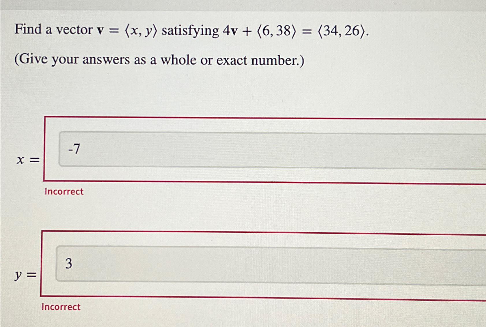Solved Find a vector v=(:x,y:) ﻿satisfying | Chegg.com