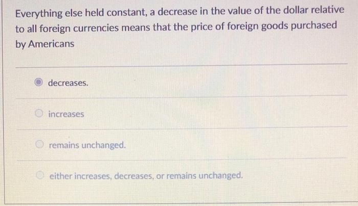 Solved Everything else held constant, a decrease in the | Chegg.com
