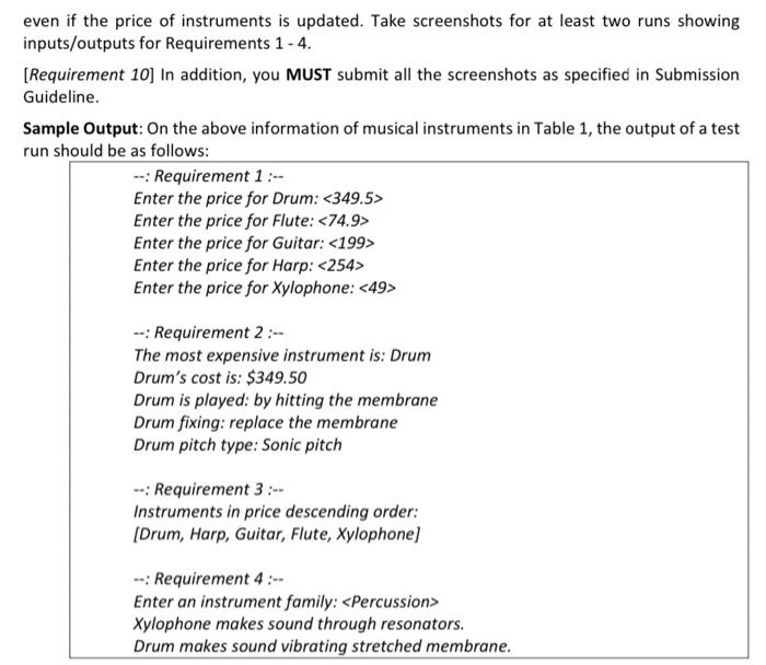 Solved Musical Instruments Design and implement the | Chegg.com
