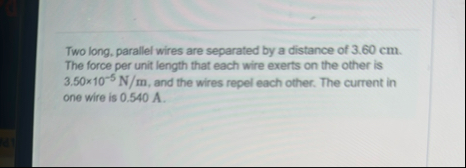 Solved Two long, parallel wires are separated by a distance | Chegg.com