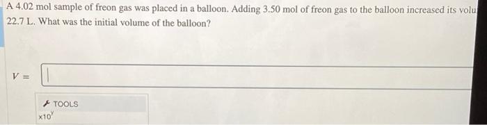 Solved A 4.02 mol sample of freon gas was placed in a | Chegg.com