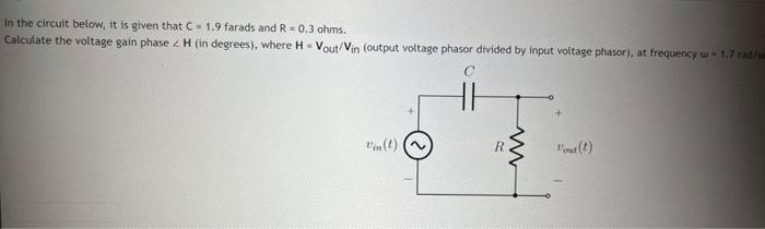 Solved In the circuit below, it is given that C=1.9 farads | Chegg.com