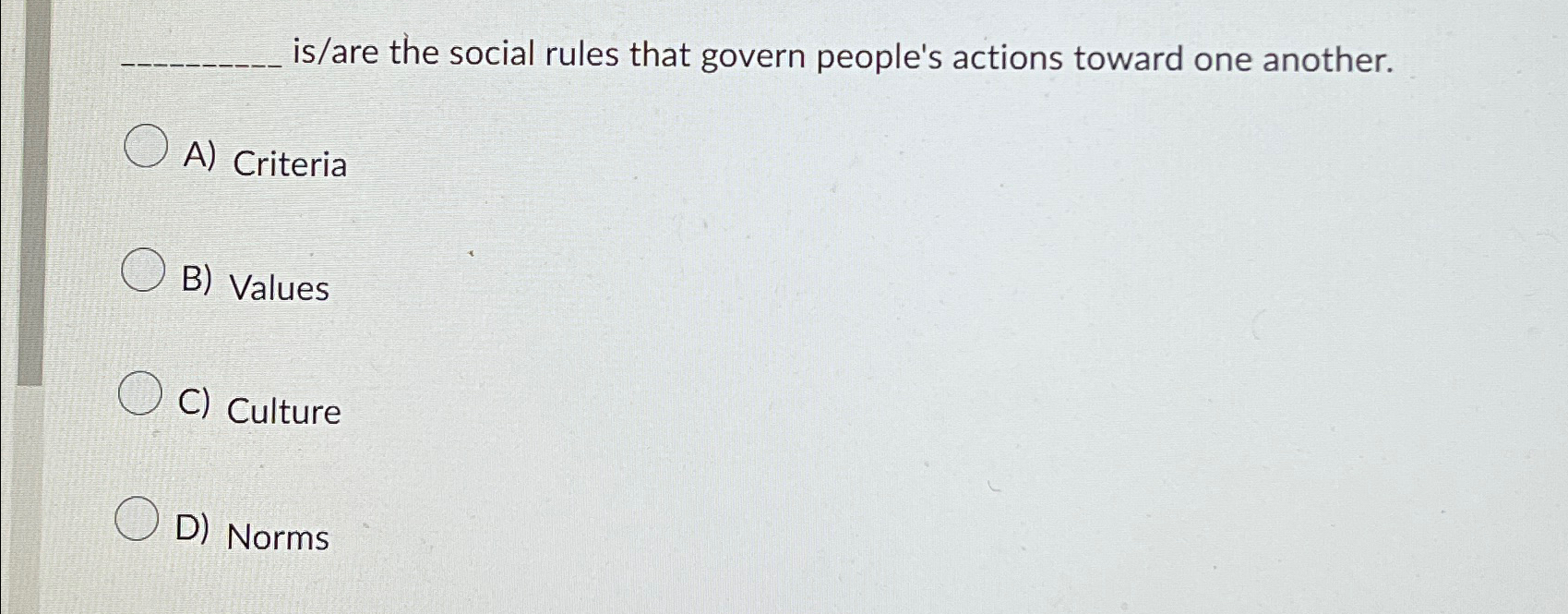 Solved is/are the social rules that govern people's actions | Chegg.com