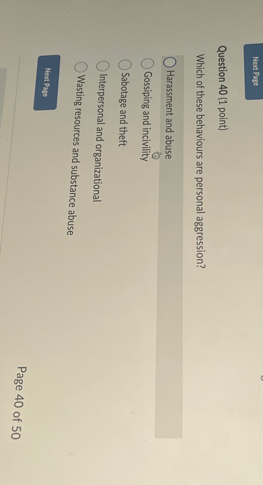Solved Question 40 (1 ﻿point)Which of these behaviours are | Chegg.com