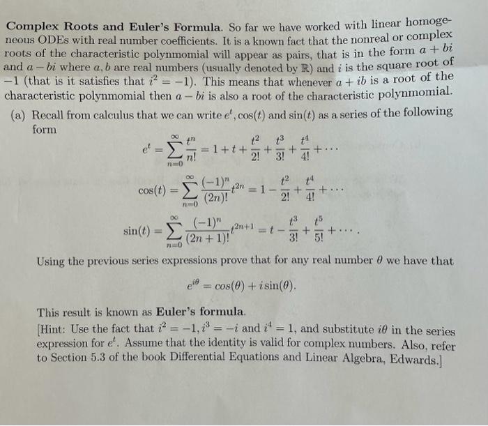 Solved Complex Roots and Euler's Formula. So far we have | Chegg.com