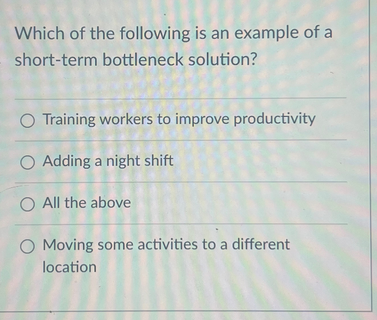 Solved Which of the following is an example of a short-term | Chegg.com