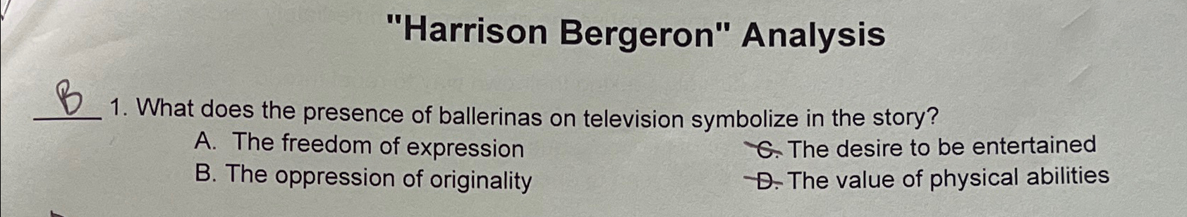 Solved "Harrison Bergeron" Analysisq, 1. ﻿What does the | Chegg.com
