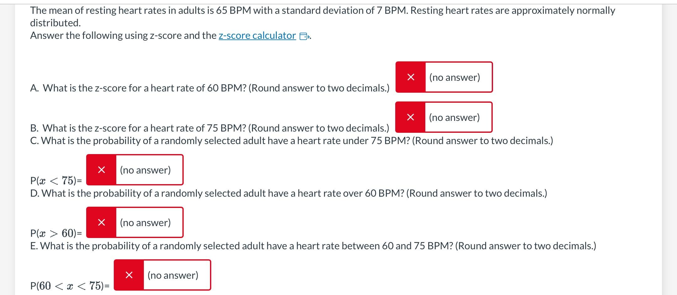 Solved The mean of resting heart rates in adults is 65 ﻿BPM | Chegg.com