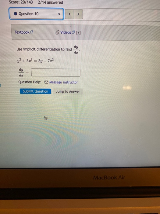 Solved EXERCISES 3.8 Implicit Differentiation Score: 10/140 | Chegg.com