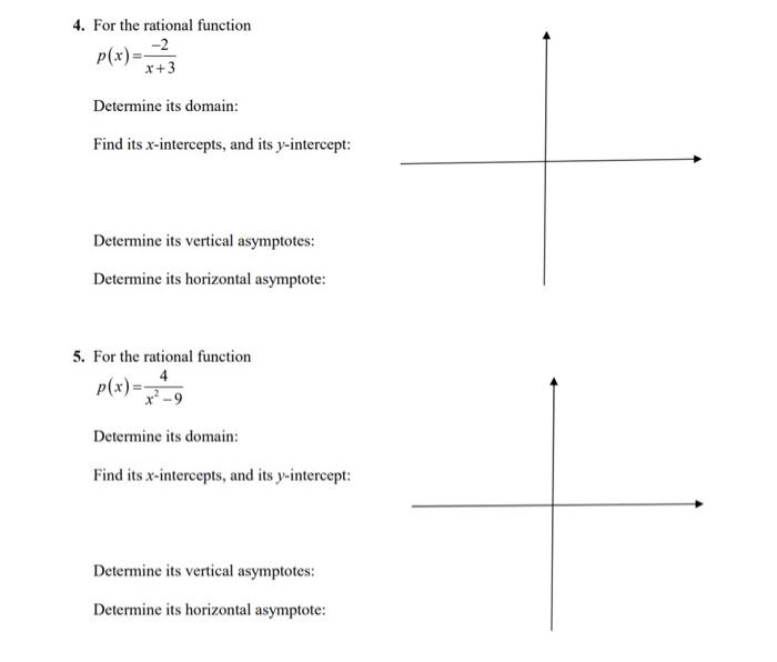 Solved 4. For the rational function p(x)=x+3−2 Determine its | Chegg.com