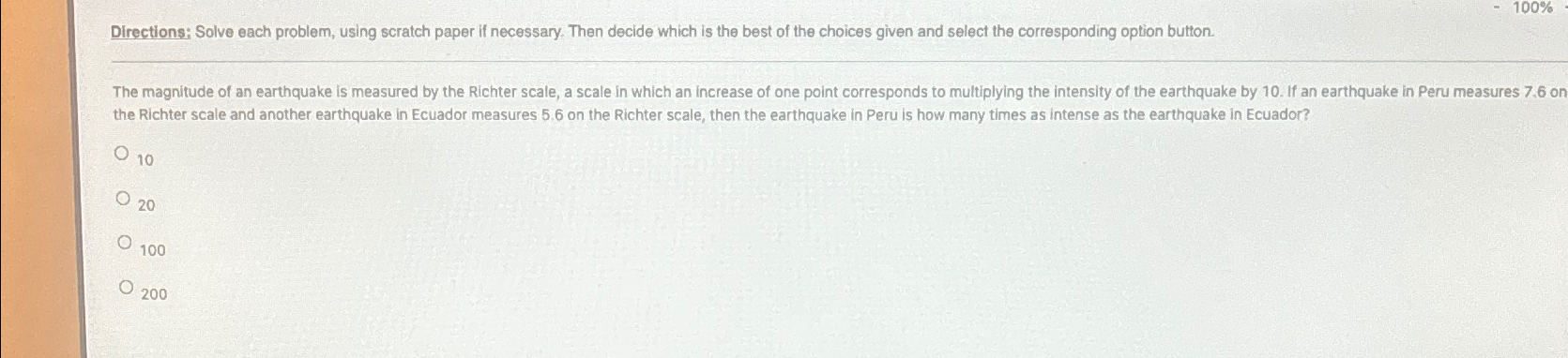 Solved Directions: Solve each problem, using scratch paper | Chegg.com