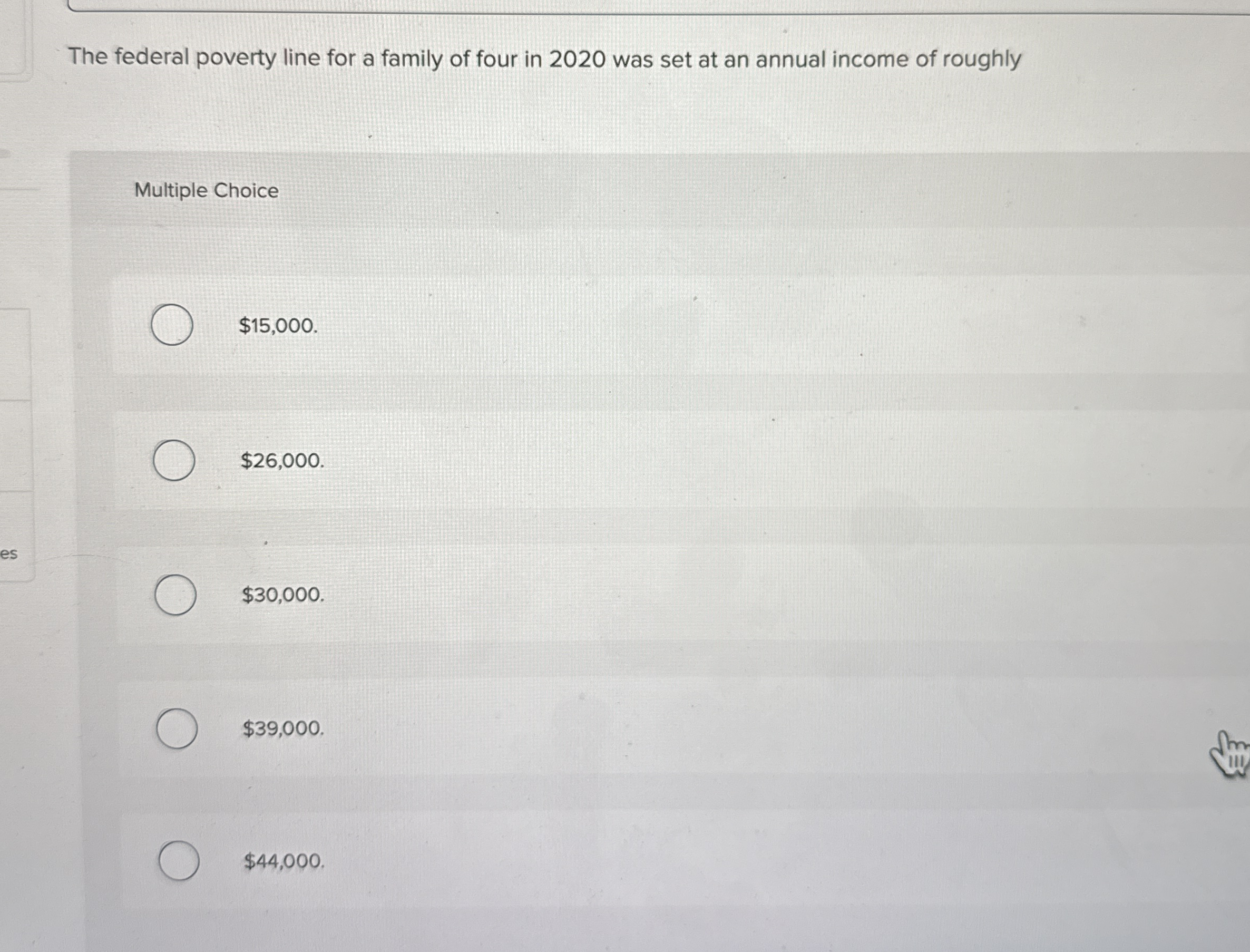 Solved The federal poverty line for a family of four in 2020 | Chegg.com