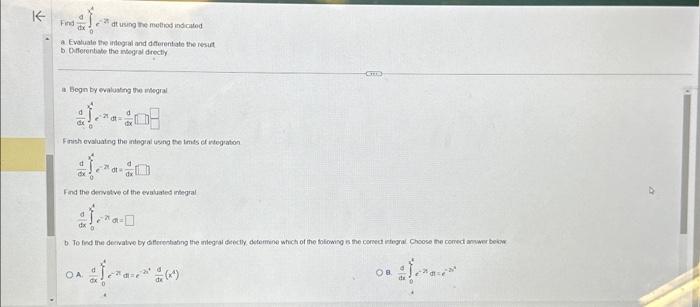 Solved Find dxd∫04e−π dt usimg the metrod ind cuted a | Chegg.com