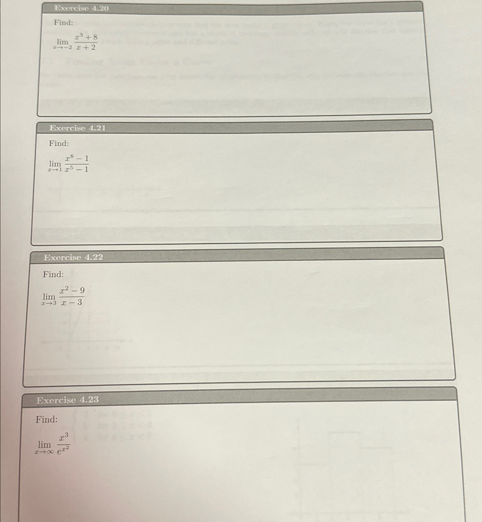 Solved Exercise 4.20Find:limx→-2x3+8x+2Bxercise | Chegg.com