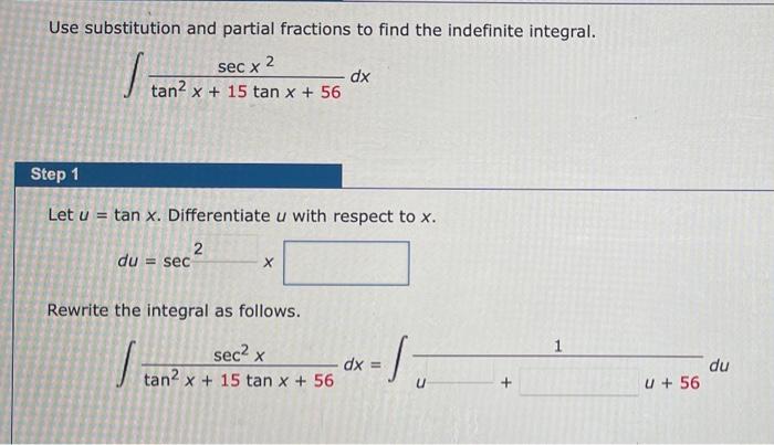 Solved Use substitution and partial fractions to find the | Chegg.com