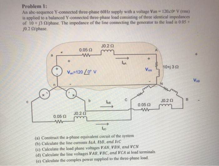 Solved Problem 1: An abc-sequence Y-connected three-phase | Chegg.com