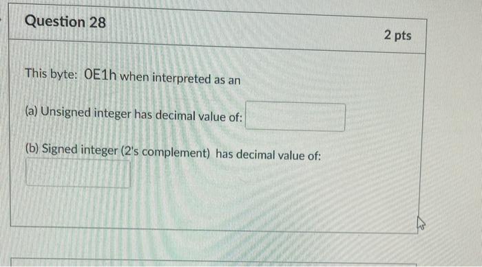 Solved This byte: OE1h when interpreted as an (a) Unsigned | Chegg.com