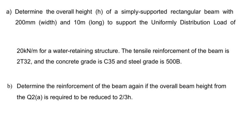 a) Determine the overall height (h) of a | Chegg.com