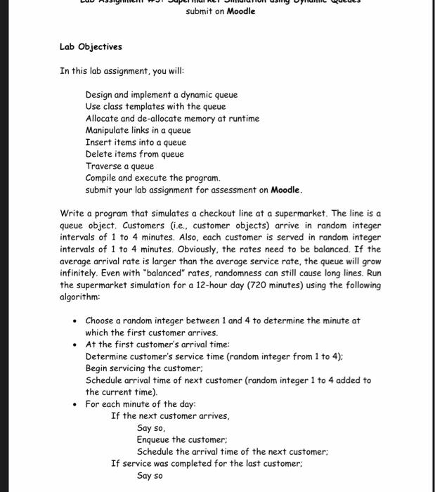 Solved submit on Moodle Lab Objectives In this lab | Chegg.com