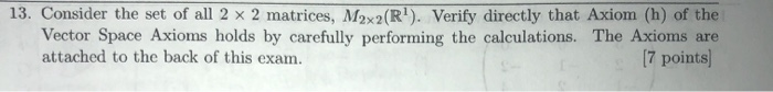 Solved Axioms (h): second distributive law for scalars and | Chegg.com