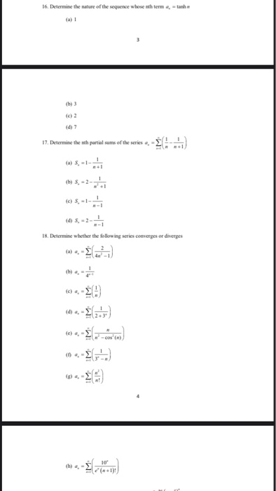 Solved 16 Determine The Nature Of The Sequence Whose Nth