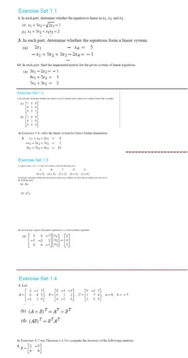 Solved Exercise Set 1.1 1. tu esch per determine whether the | Chegg.com