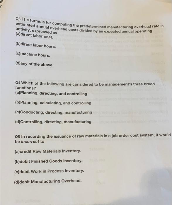 Solved Q3 The formula for computing the predetermined | Chegg.com