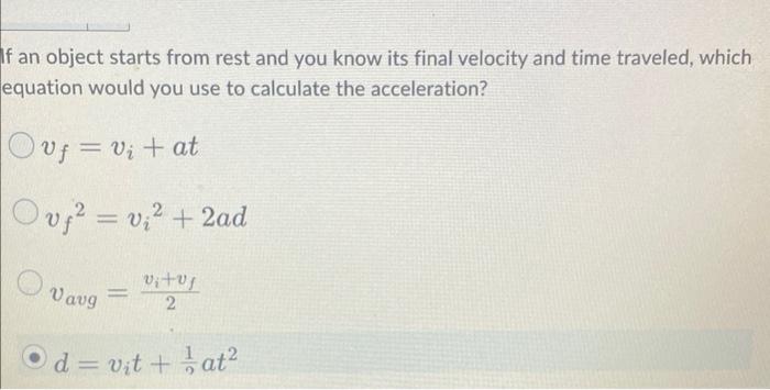 Solved If an object starts from rest and you know its final | Chegg.com