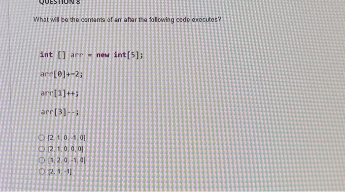 Solved What will be the contents of arr after the following | Chegg.com
