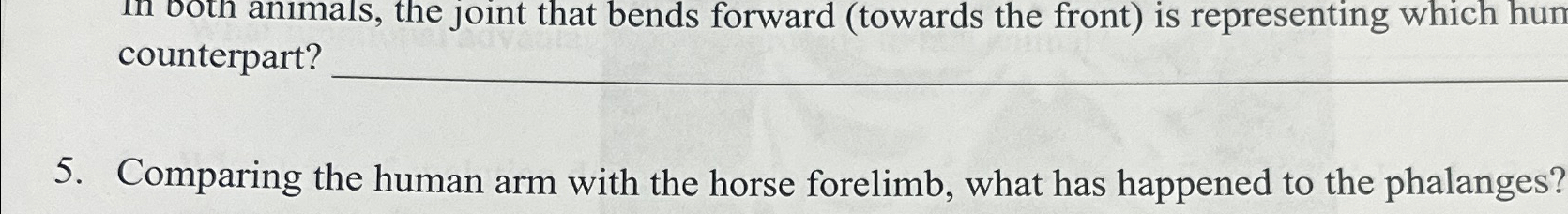 Solved counterpart? q,5. ﻿Comparing the human arm with the | Chegg.com
