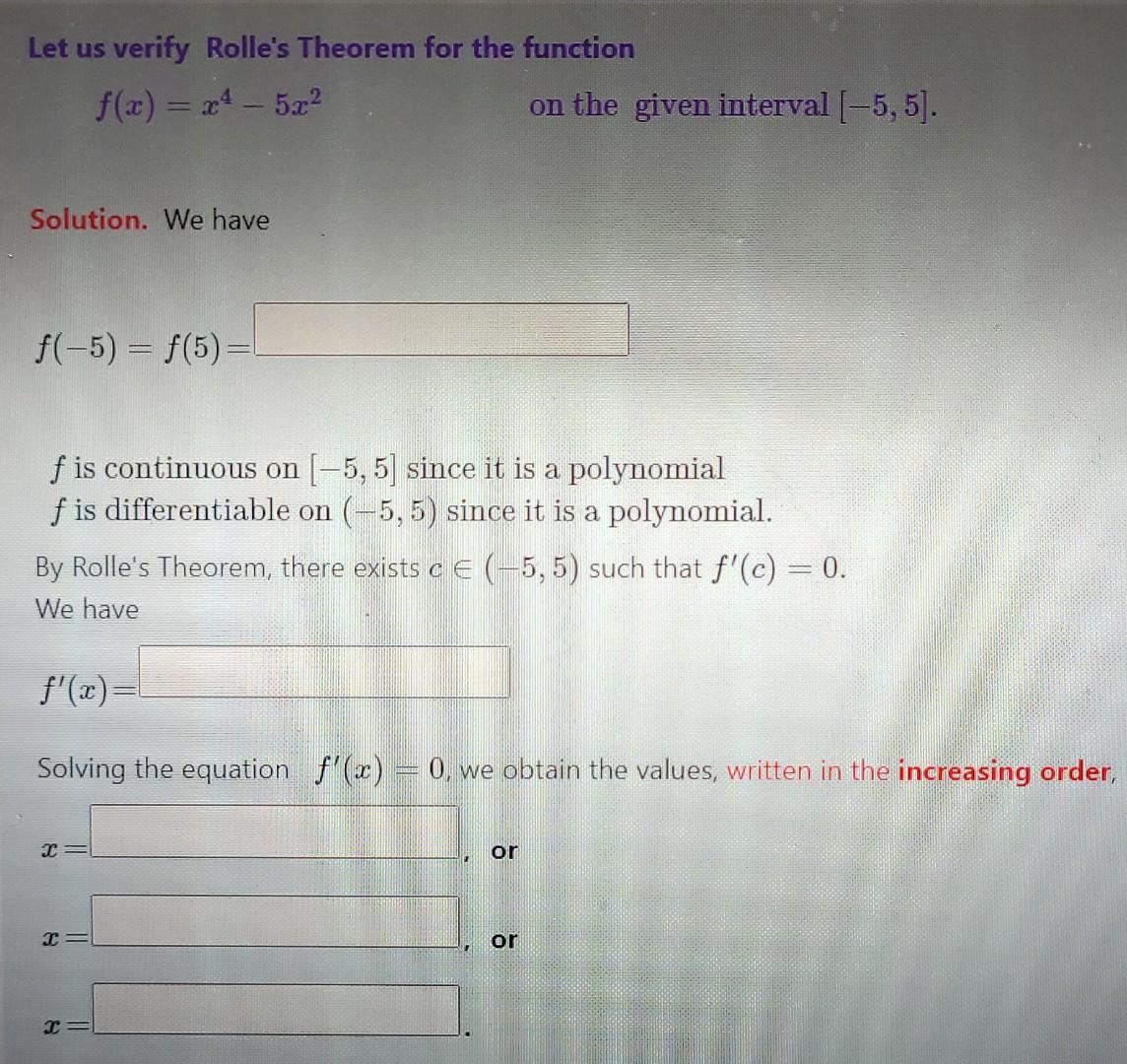 Solved Let us verify Rolle's Theorem for the function f(x) = | Chegg.com