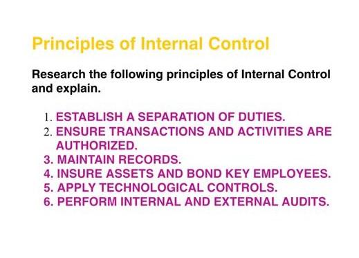 Solved Principles of Internal Control Research the following | Chegg.com