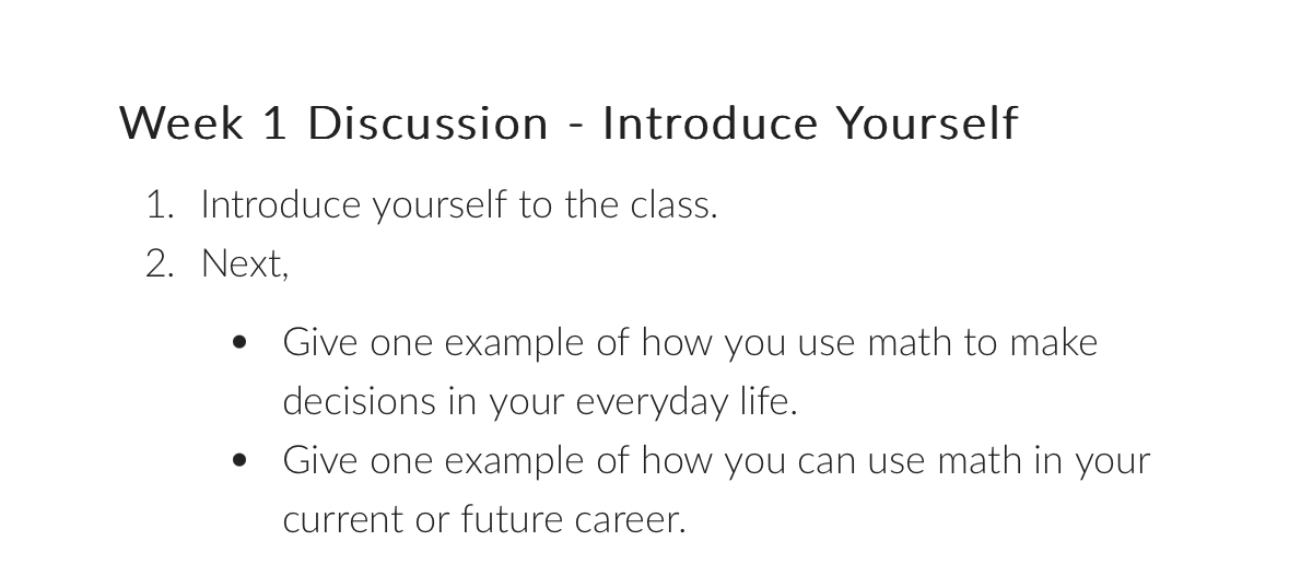 Solved Week 1 ﻿Discussion - ﻿Introduce YourselfIntroduce | Chegg.com