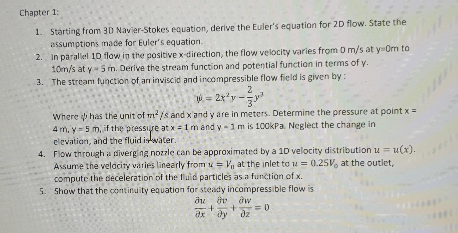 Chapter 1: 1. Starting from 3D Navier-Stokes | Chegg.com