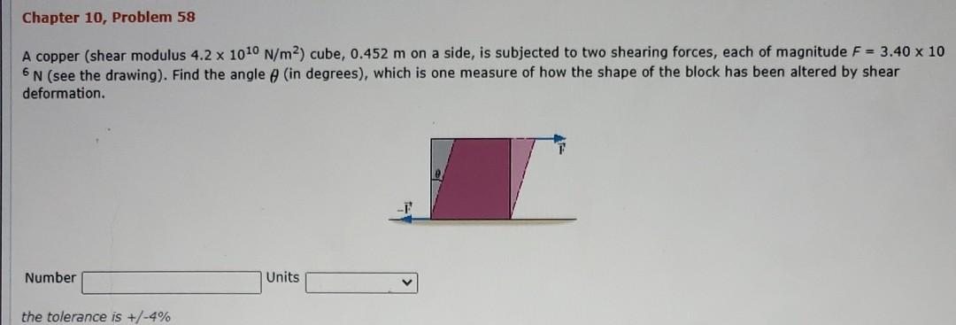 Solved Chapter 10, Problem 58 A copper (shear modulus 4.2 x | Chegg.com