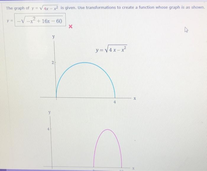 Solved The graph of y = V 4x - x2 is given. Use | Chegg.com