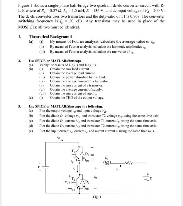 Solved 2. Figure 1 shows a single-phase half-bridge two | Chegg.com