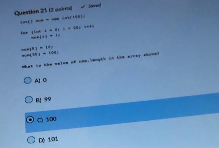 Solved Question 20 (2 points) ∼ ssved {n∈[} nua = new ine | Chegg.com Solved Question 20 (2 points) ∼ ssved {n∈[} nua = new ine | Chegg.com