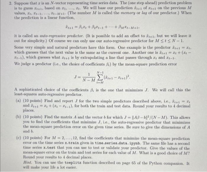 Solved Suppose that x is an N-vector representing time | Chegg.com