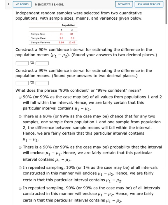 Solved 1. -/5 POINTS MENDSTAT15 8.4.001. MY NOTES ASK YOUR | Chegg.com
