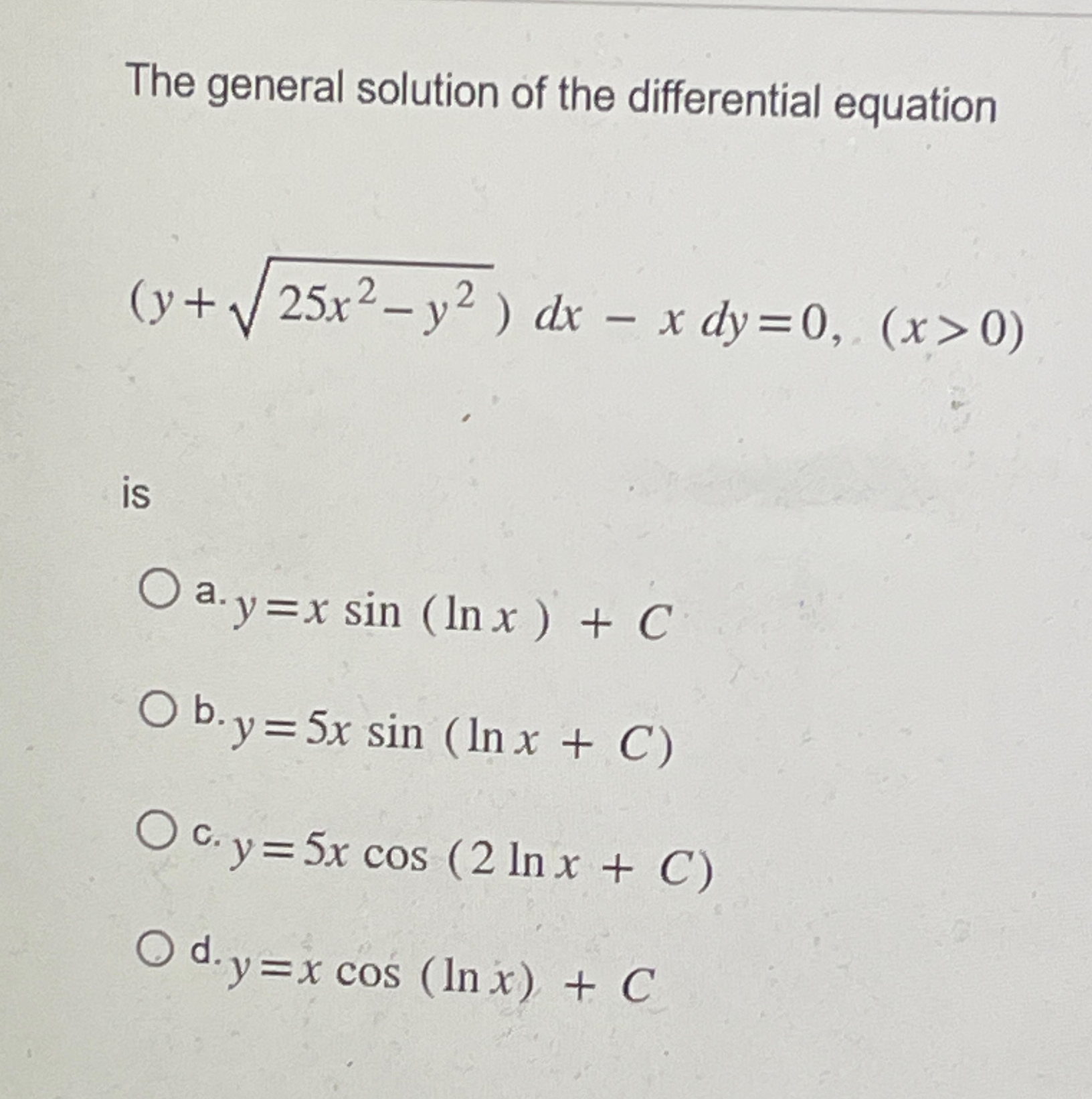 Solved The general solution of the differential | Chegg.com
