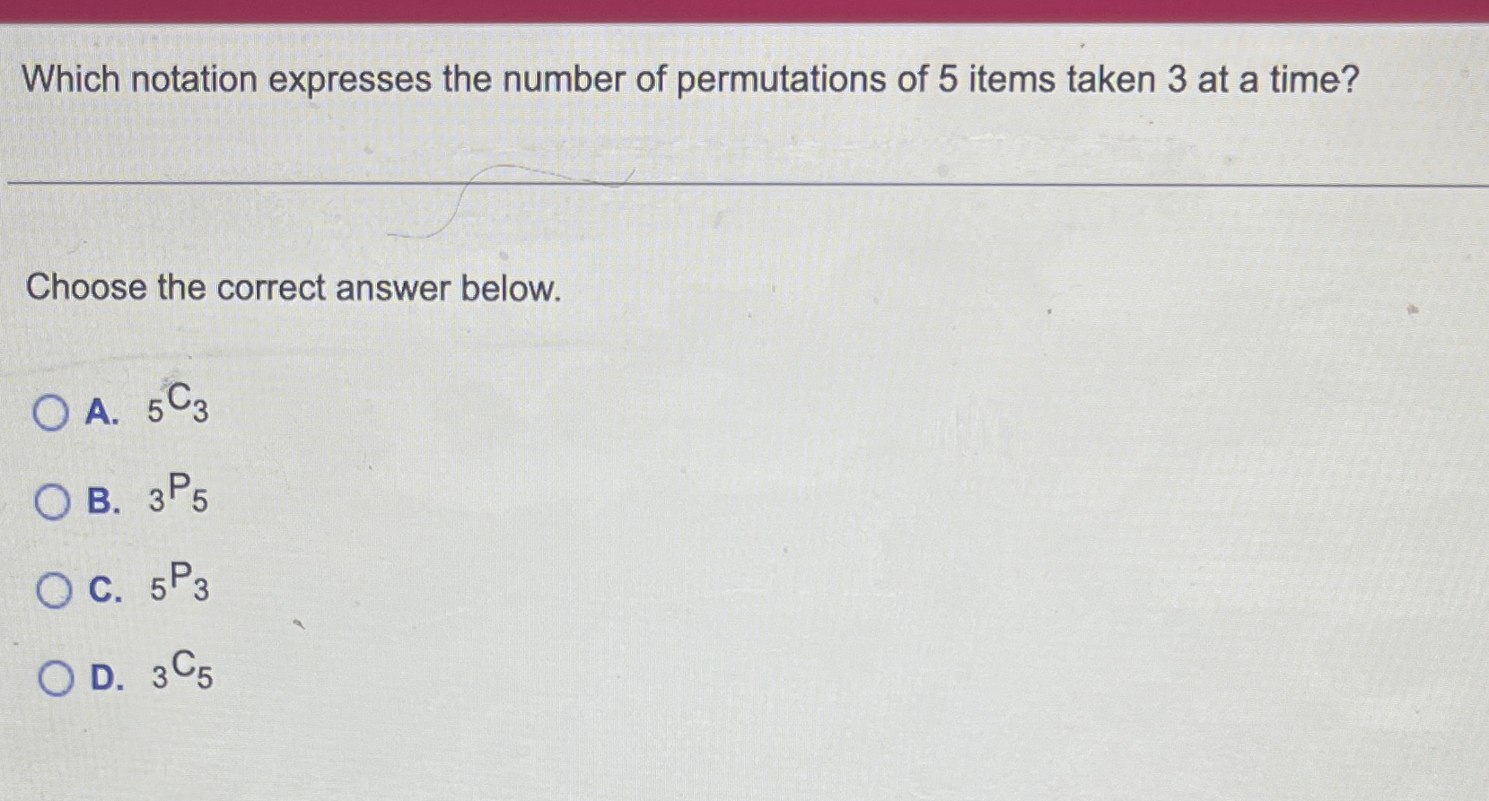 Solved Which notation expresses the number of permutations | Chegg.com