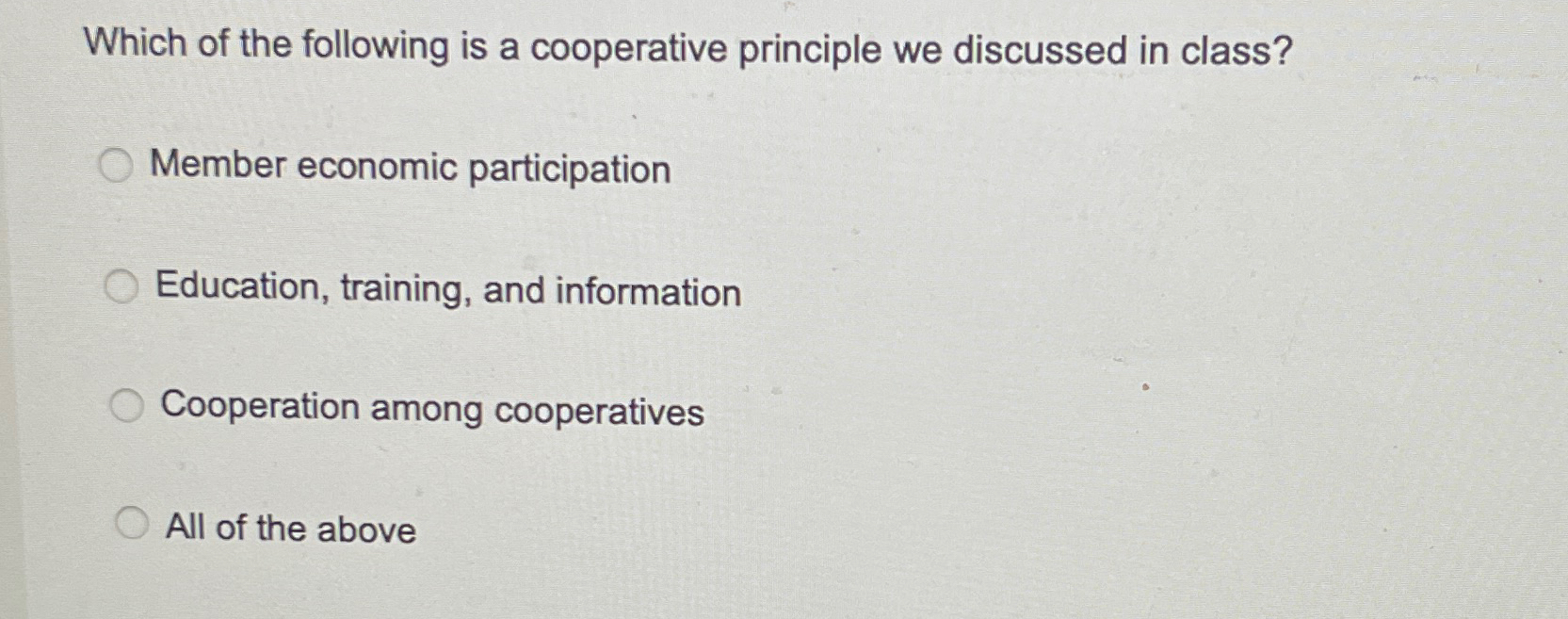 Solved Which of the following is a cooperative principle we | Chegg.com