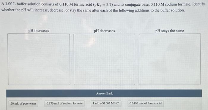 Solved A 1.00 L buffer solution consists of 0.110M formic | Chegg.com