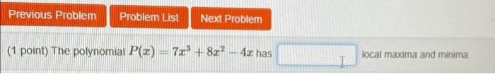 Previous Problem Problem List Next Problem 1 Point 0334