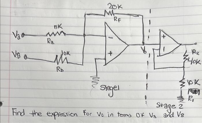 Solved Find the expression for vo in terms of Va and VbRa: | Chegg.com