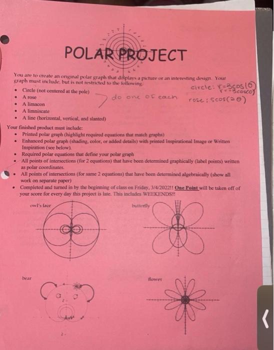 Solved POLAR PROJECT . You are to create an orginal polar | Chegg.com