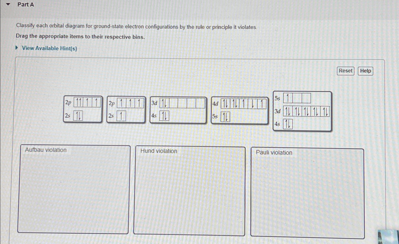 Solved Part AClassify each orbital diagram for ground-state | Chegg.com