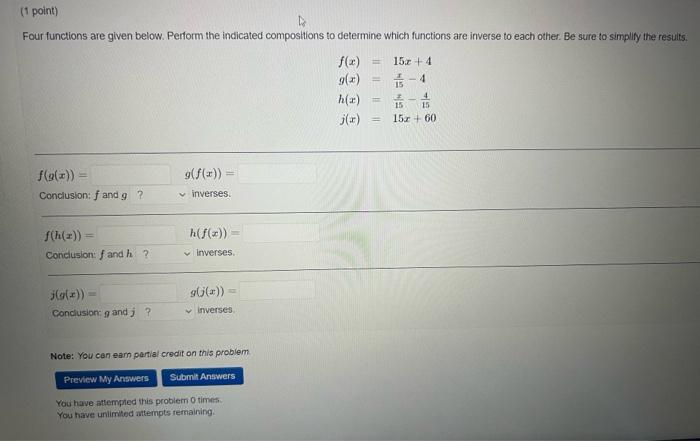 Solved Four functions are given below. Perform the indicated | Chegg.com