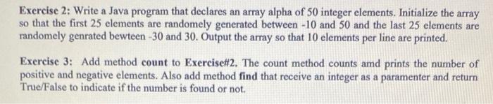 Solved Exercise 2: Write a Java program that declares an | Chegg.com